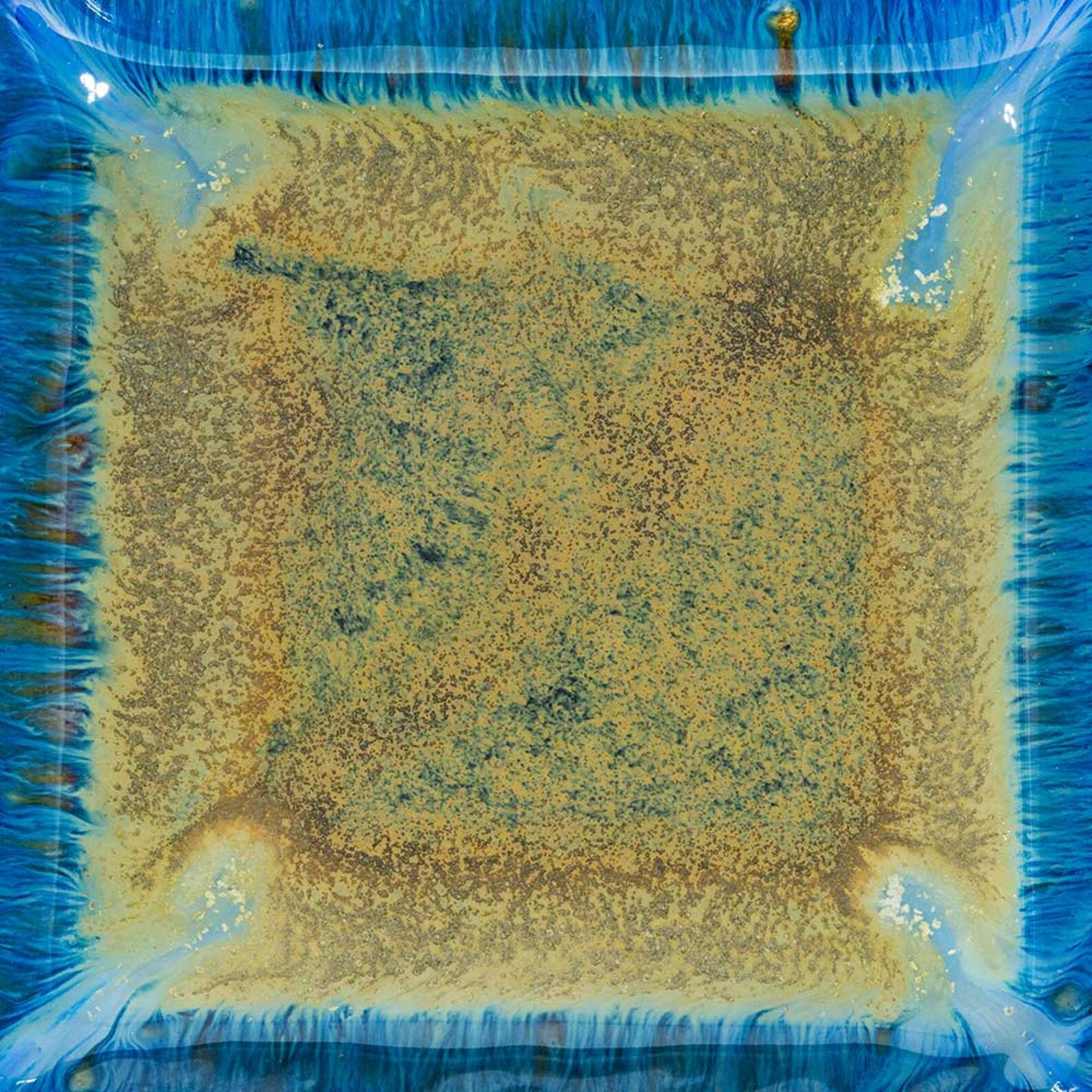 7" Blue Ceramic Square Plate, Handmade Pottery Dinnerware, New House ...