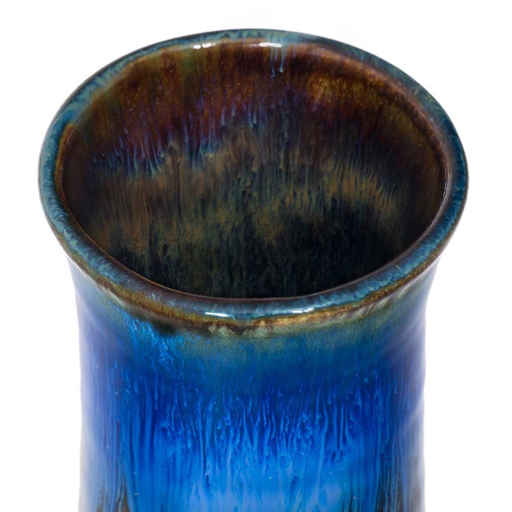 Pottery Tumbler, Tall Ceramic Cup, Brown & Blue Ceramic Tumbler, Drip ...