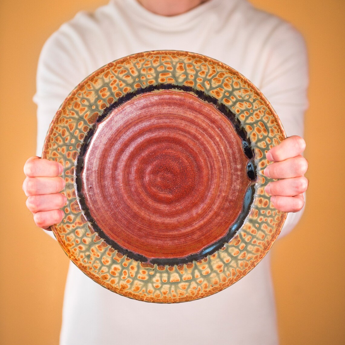 Red Ceramic Pie Plate, Handmade Ceramic Baking Dish, Baker Gift, Rustic ...