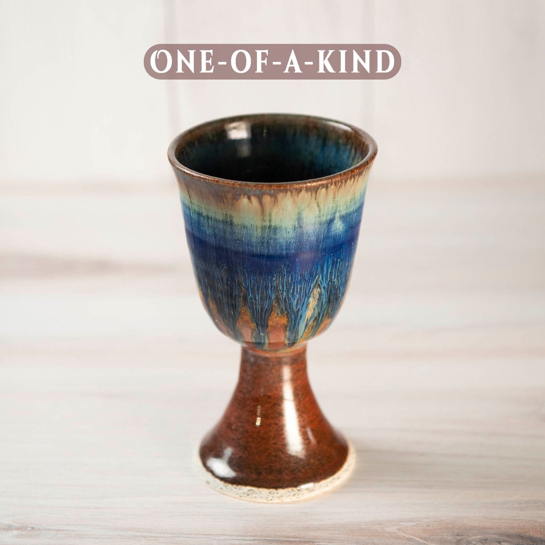 10 Oz. Handmade Ceramic Goblet Glasses, Ceramic Chalice, Stoneware ...