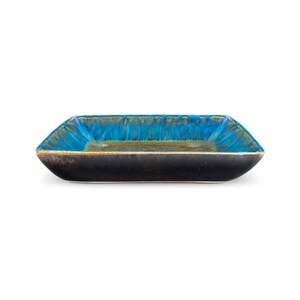 7" Blue Ceramic Square Plate, Handmade Pottery Dinnerware, New House ...