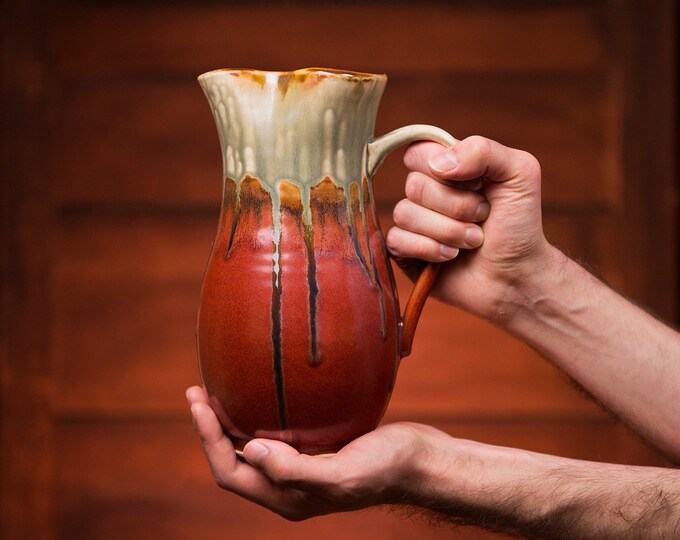 Red Large Ceramic Pitcher, Great as a Tea Pitcher / Juice Carafe ...