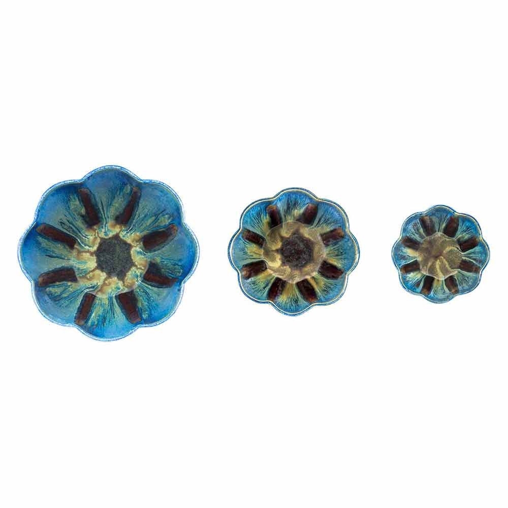 Blue Ceramic Small Plant Pot, Flower Shaped Bowl, Great as a Cereal ...