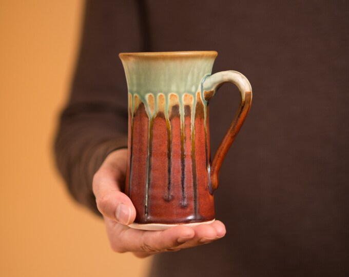 Straight Red Handmade Pottery Mug, Pottery Coffee Mugs, Ceramic Coffee ...