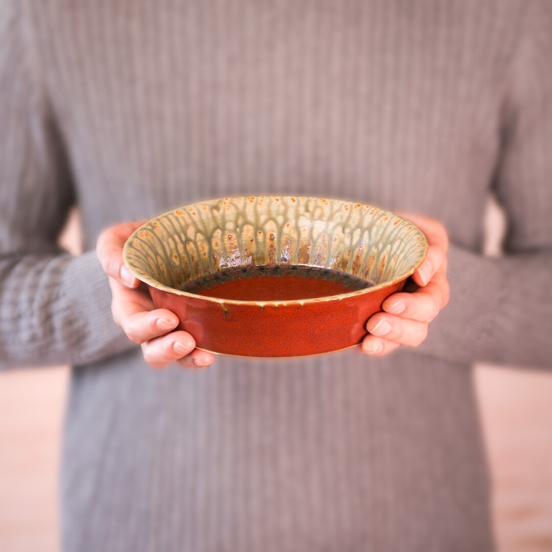 Red Ceramic Baking Dish, Pottery Dinnerware, 8" Pottery Pasta Bowl - Etsy