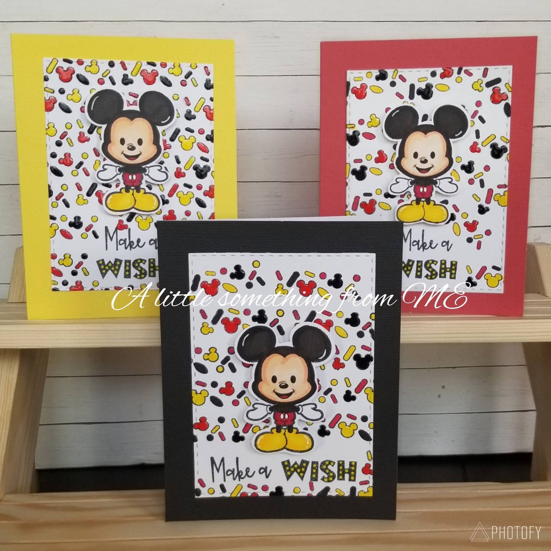 Make a Wish, Birthday Greeting Card, Mouse With Ears Birthday Card ...