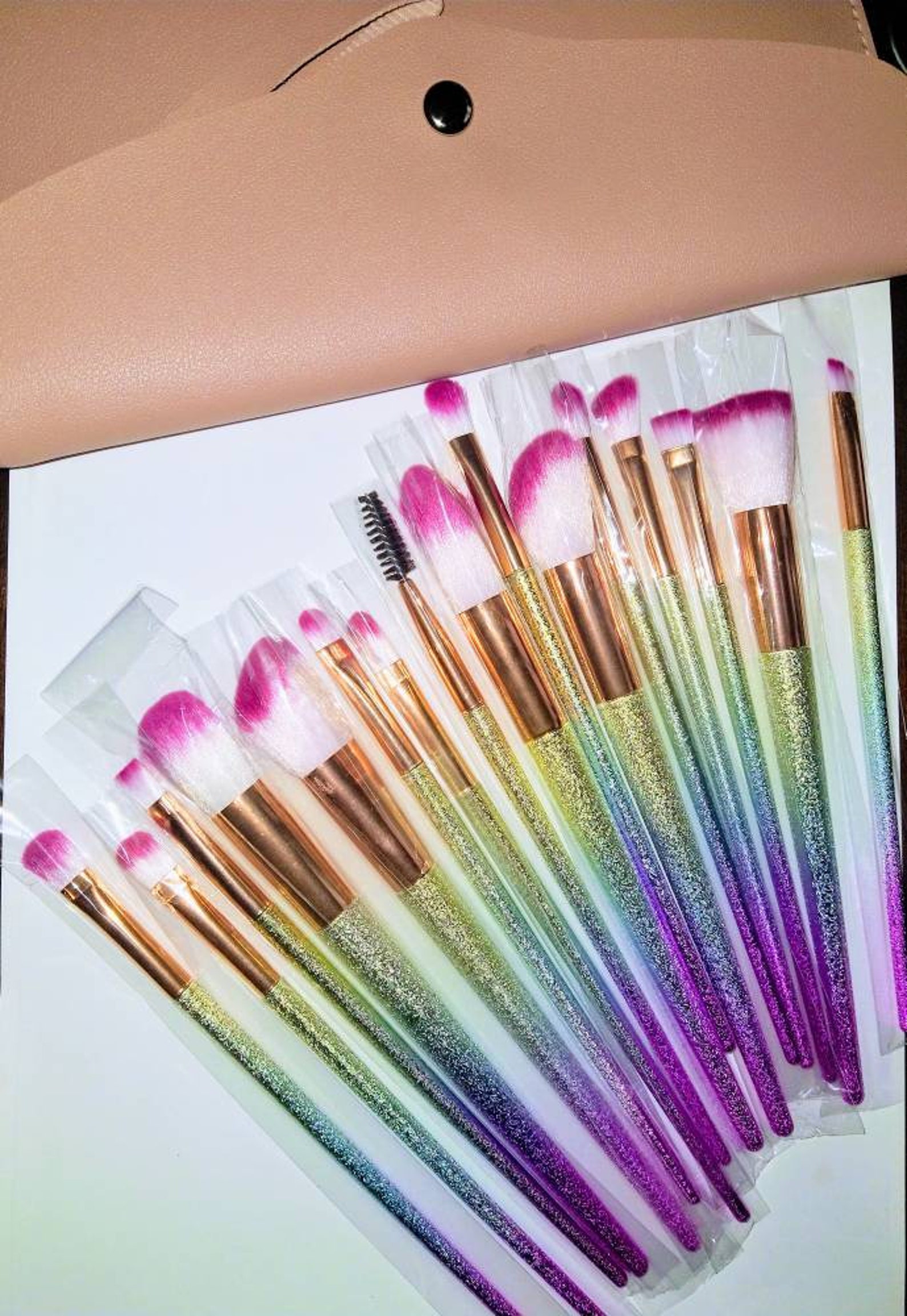 Makeup Brushes Multi Color Set 16 Brushes - Etsy