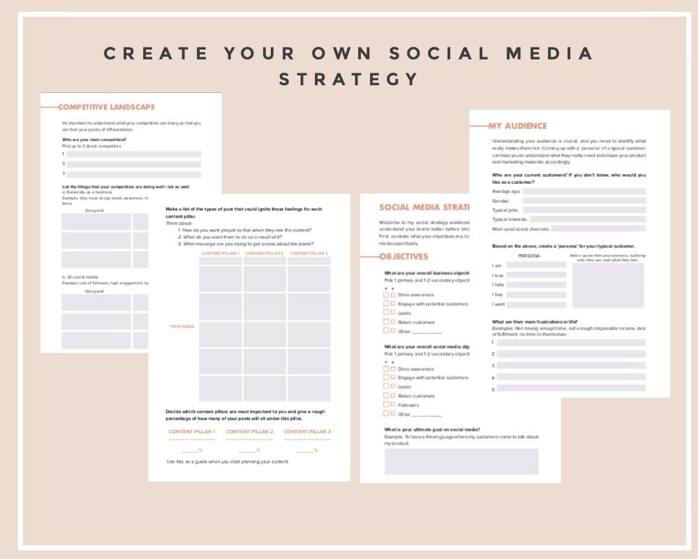 Social Media Strategy Workbook | Printable | A4 | Small Businesses ...