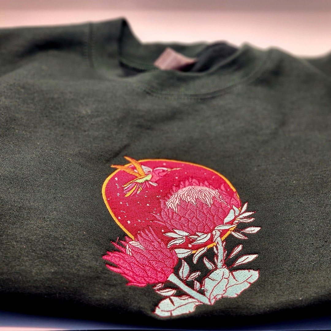 Embroidered Hummingbird Sweater, Bird Lover Gift, Nature Gift, Floral ...