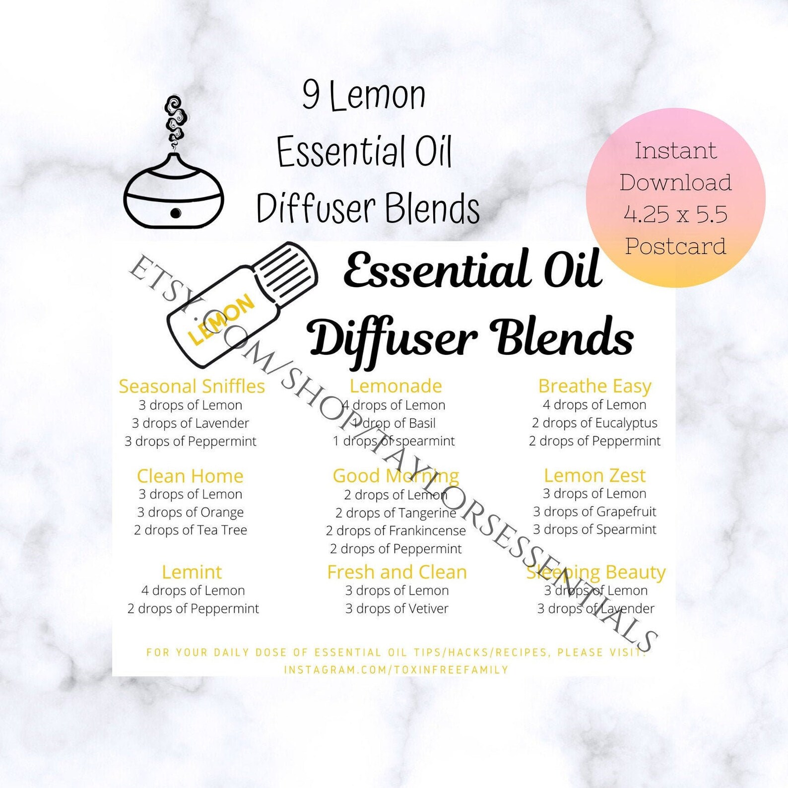 Lemon Diffuser Blends Lemon Essential Oil Diffuser Blend | Etsy