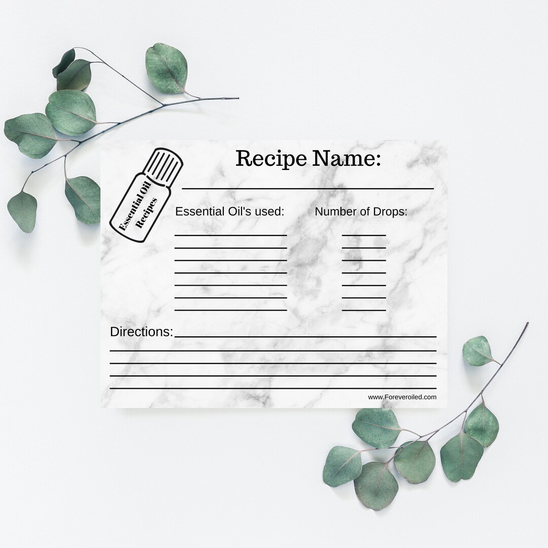 Essential Oil Recipe Cards | Blank Recipe Cards | Essential Oil DIY ...