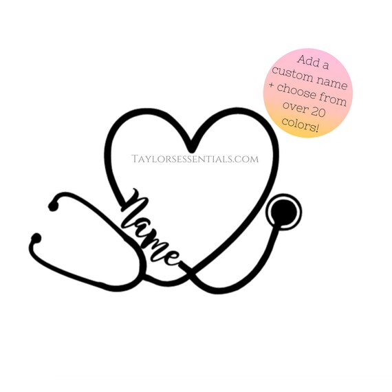 Stethoscope Heart Decal Heart Stethoscope With Personalized Name Vinyl
