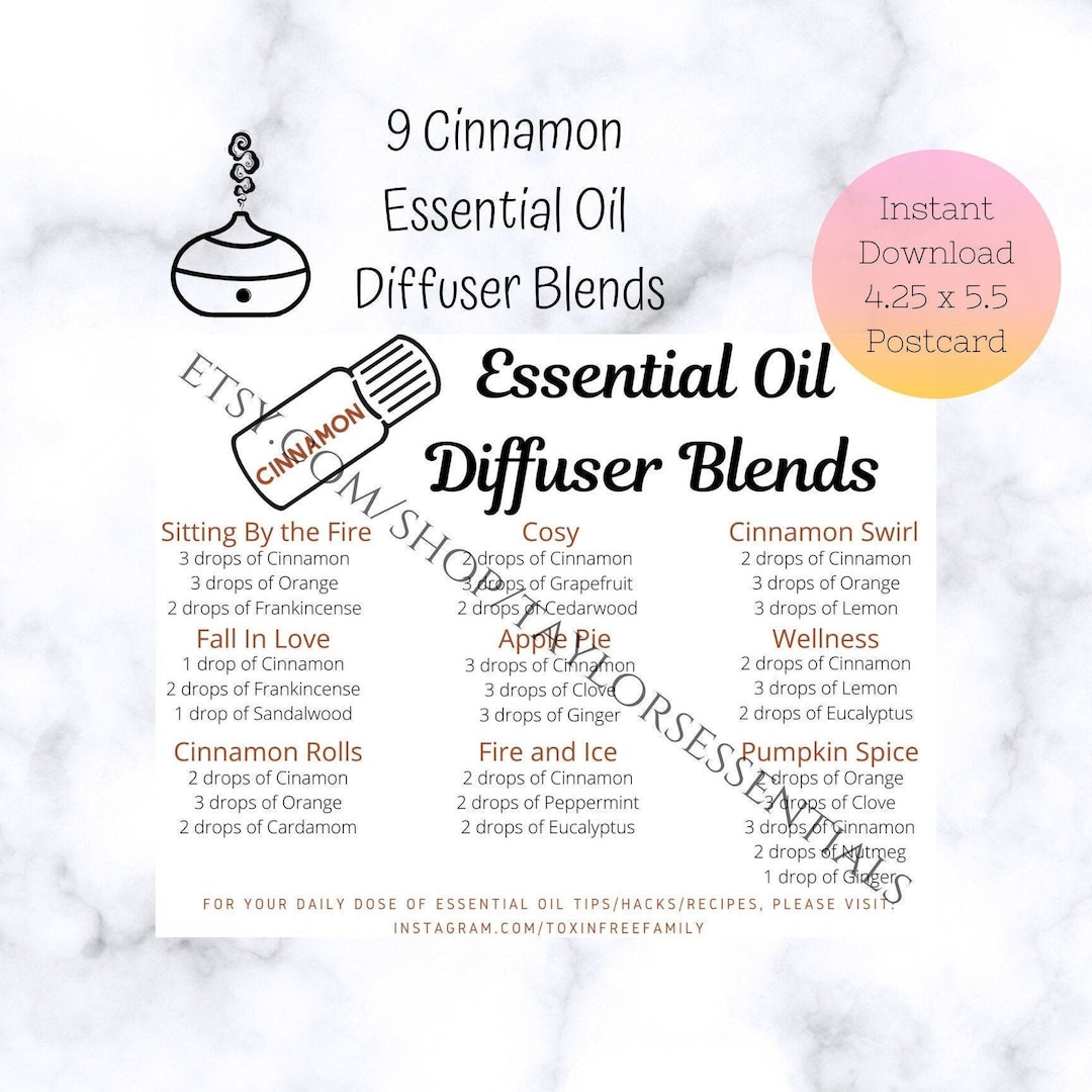 Cinnamon Diffuser Blends | Cinnamon Essential Oil Diffuser Blend Postcards | Printable Diffuser ...