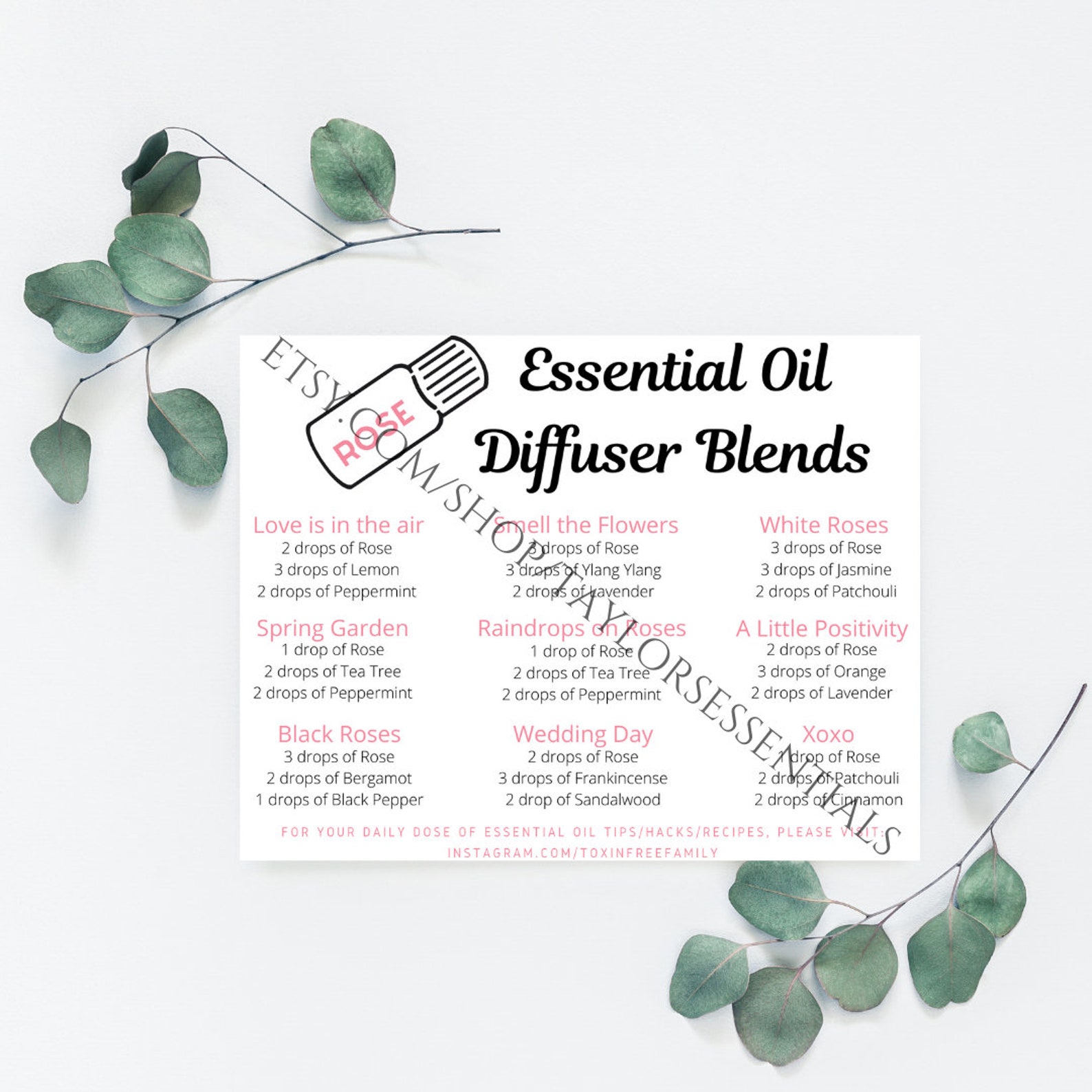 Rose Diffuser Blends Rose Essential Oil Diffuser Blend | Etsy