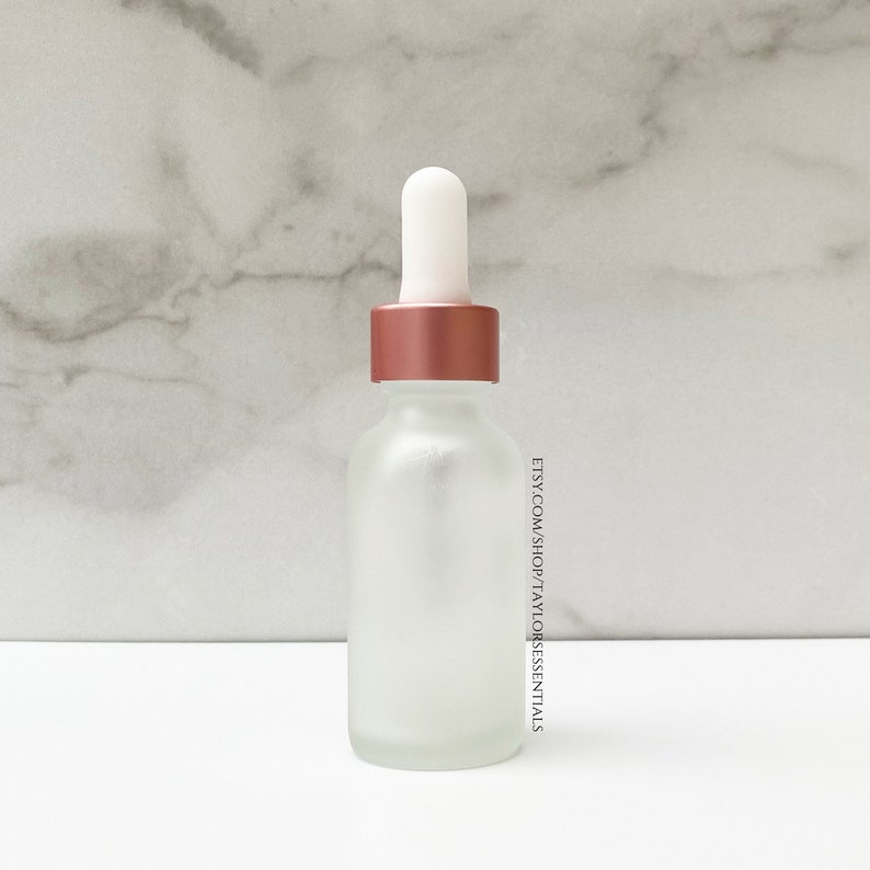 1oz/30ml EMPTY Frosted Glass Dropper Bottle with Rose Gold | Etsy
