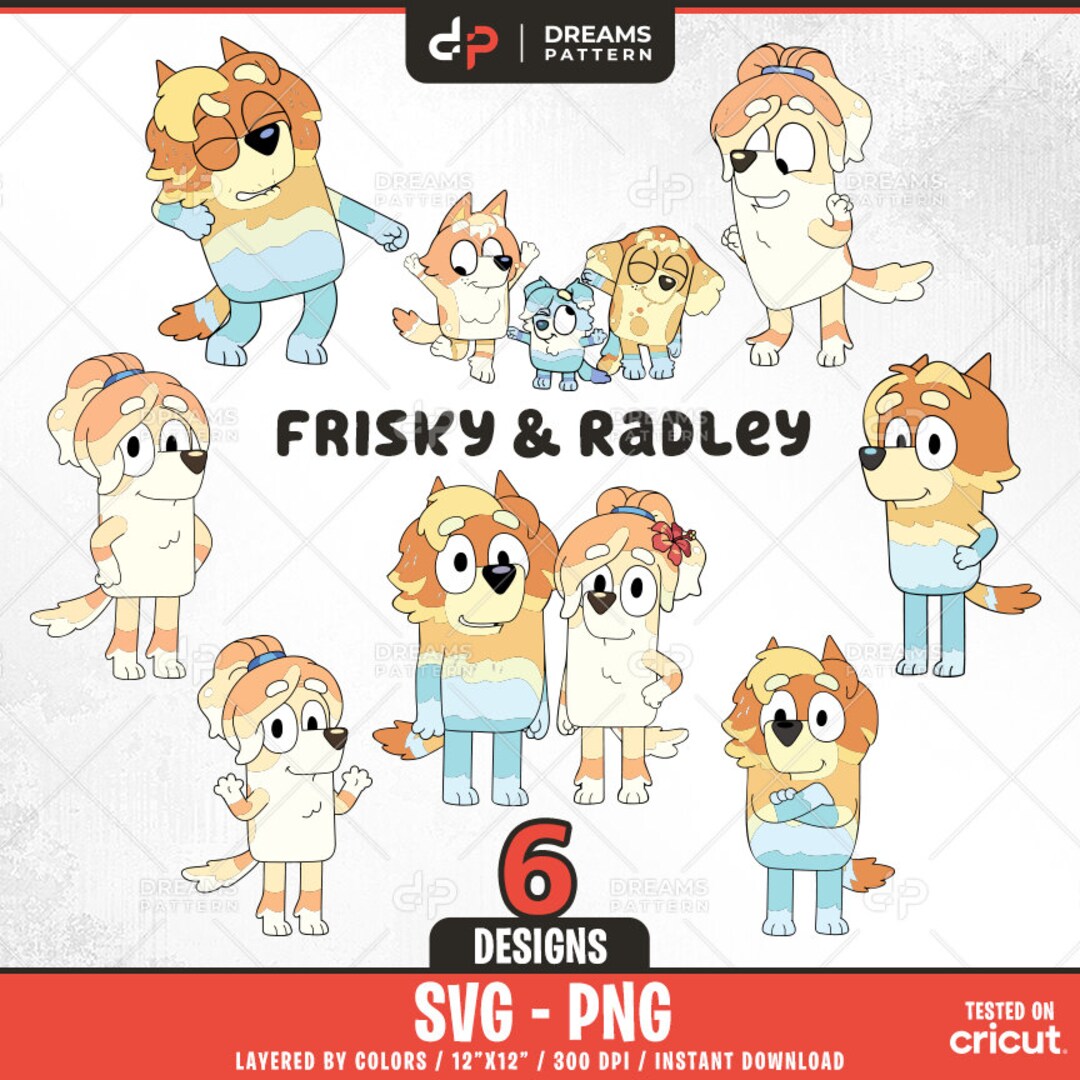Blue Dog Frisky and Radley Svg, 6 Designs Easy to Use, Cartoon ...