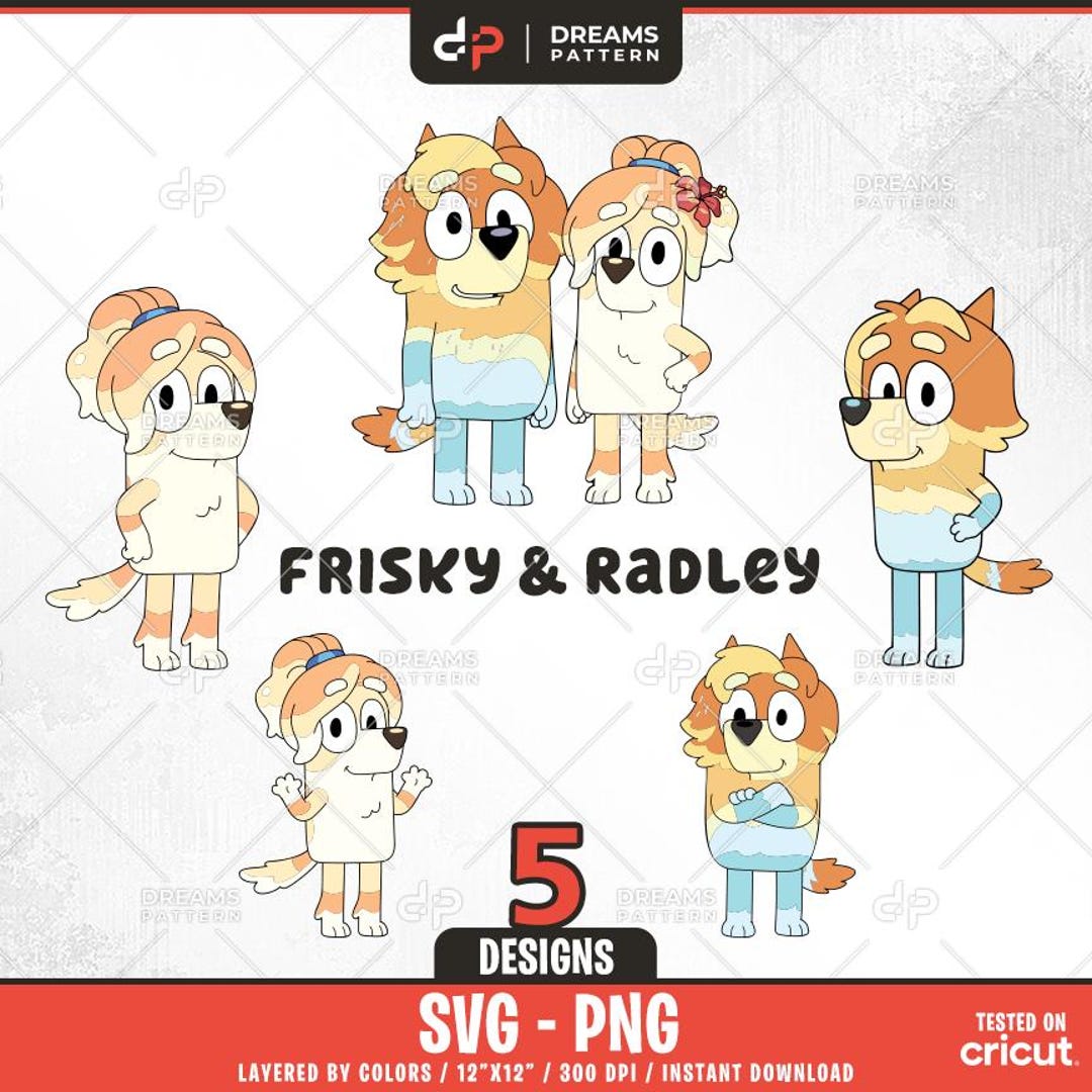 Blue Dog Frisky and Radley Svg, 5 Designs Easy to Use, Cartoon ...
