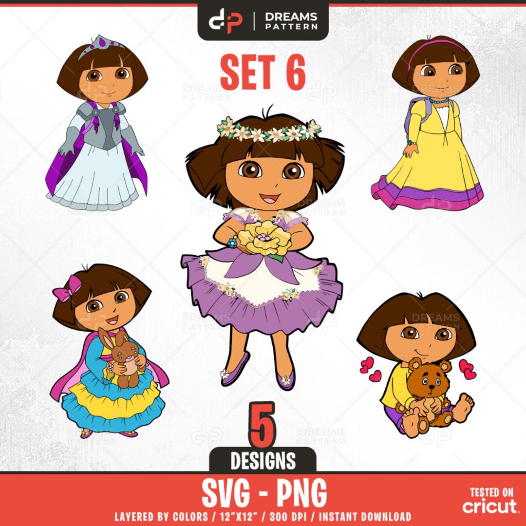 Dora the Explorer Svg, 5 Designs Easy to Use, Cartoon Characters ...