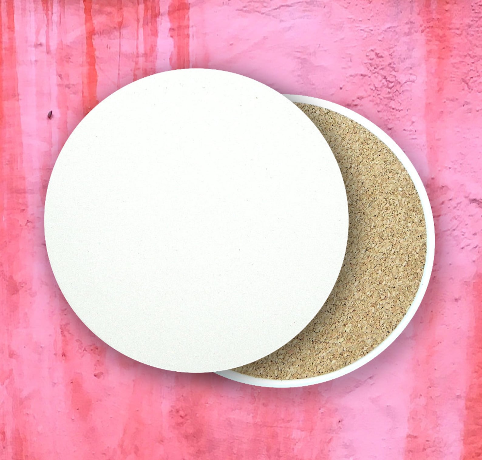 25 Blank Round Absorbent Stone Coasters Cork Backing | Etsy