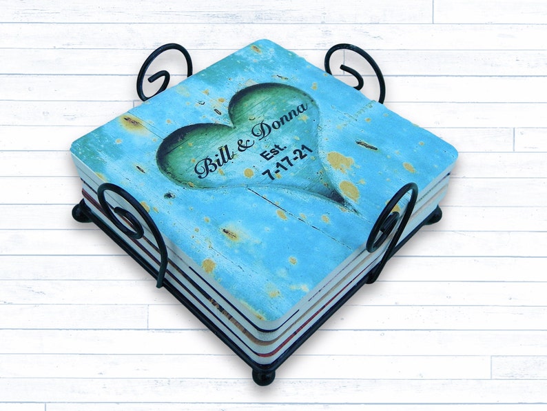 Wire Metal Coaster Holder, Coaster Stand, Holds up to 5 Ceramic Stone ...