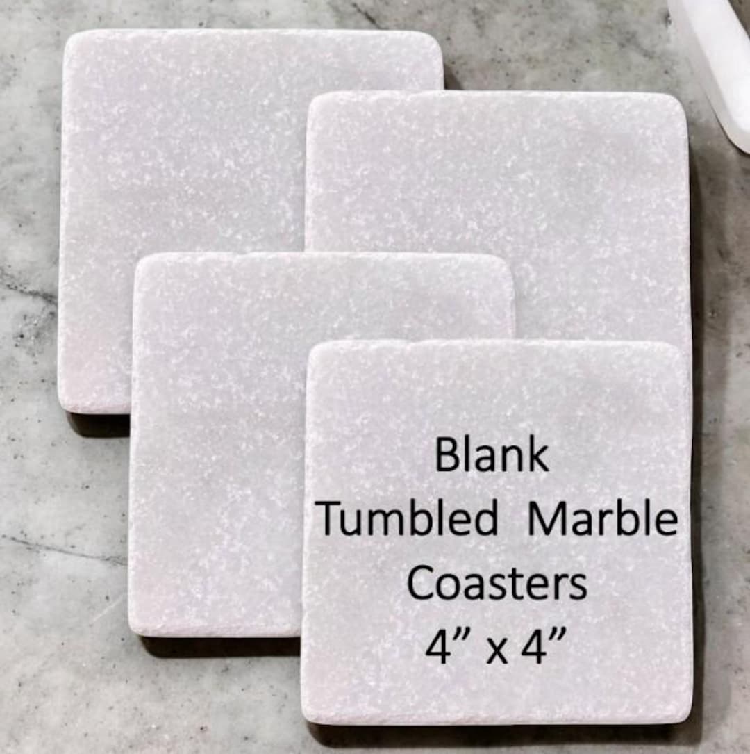 Tumbled White Marble Coasters, 4 Pc Set, Gift for Birthday | Holiday ...