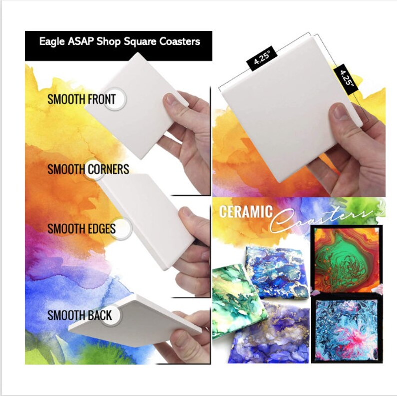 24 Pack Blank Square Ceramic Stone Tile Coasters for Crafts, 4" - 24 ...