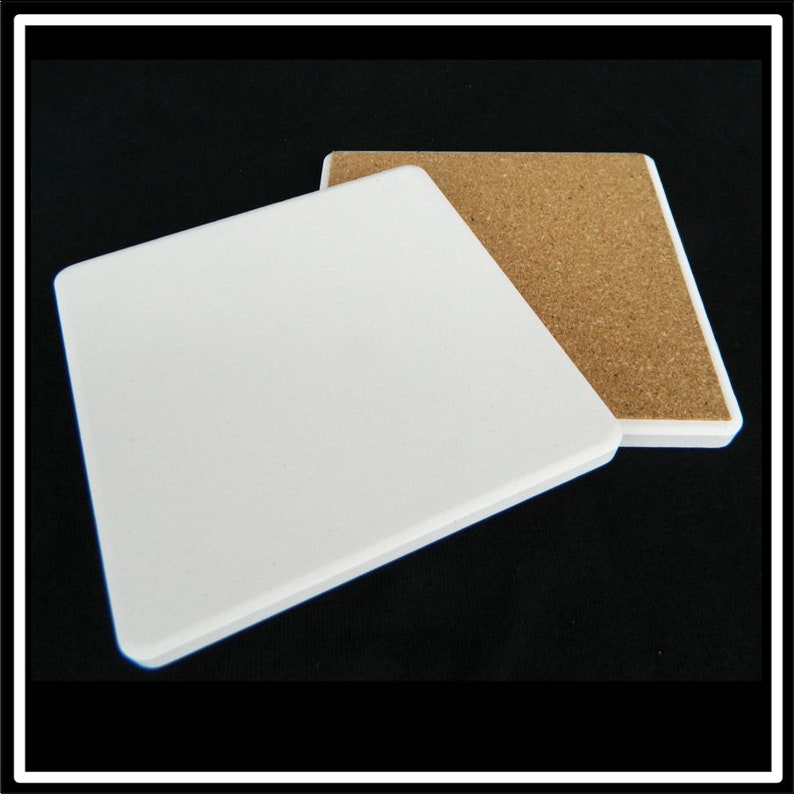 12 Blank Square Absorbent Stone Coasters With Cork Backing. 4.25"x4.25 ...