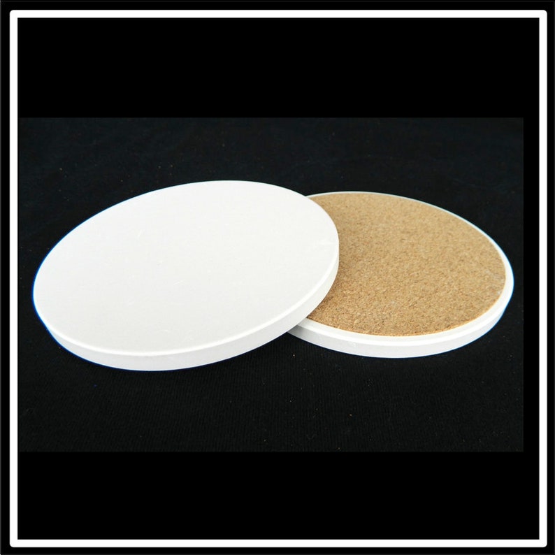 100 Blank Round Absorbent Stone Coasters Cork Backing | Etsy