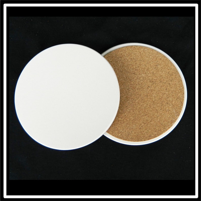 100 Blank Round Absorbent Stone Coasters Cork Backing | Etsy