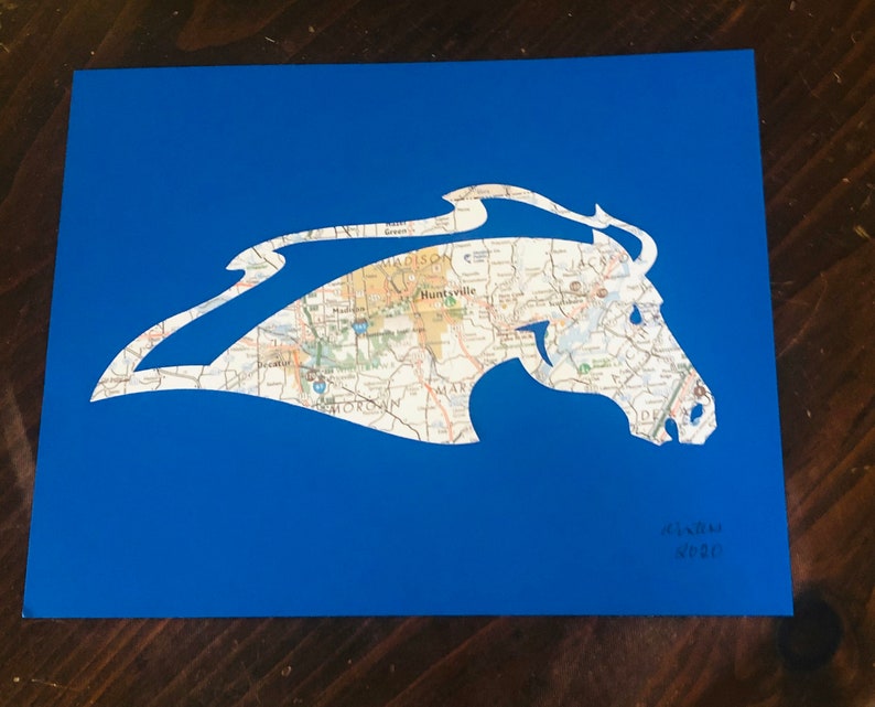 University of Alabama Huntsville Mascot Map - Etsy