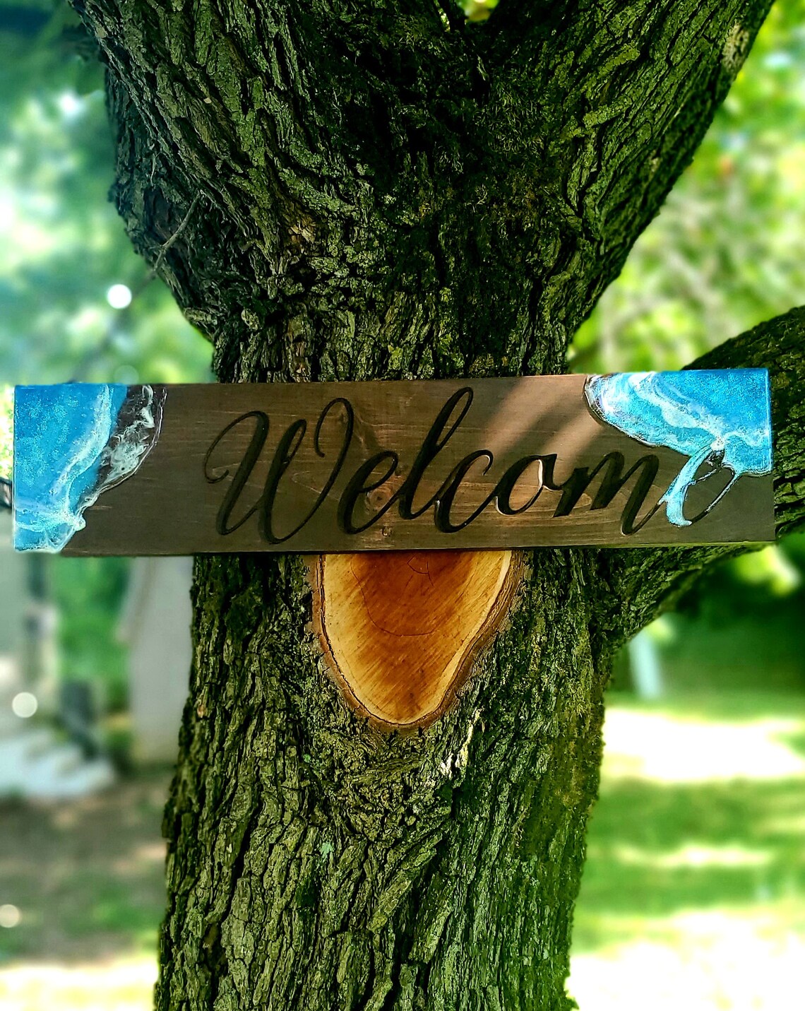 Ocean Welcome Sign Wooden Welcome Sign Resin Wave Art Resin - Etsy