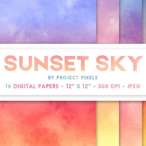 Blue Sky Digital Paper Soft Paint Texture Sky Backgrounds | Etsy