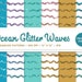 Ocean Glitter Waves, Seamless Patterns, Digital Paper Pack, Ocean Beach ...