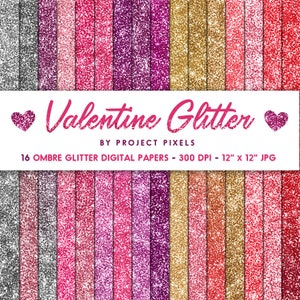 Valentine Ombre Glitter, Digital Paper, Glitter Background, Glitter ...