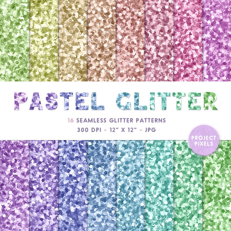 Pastel Glitter, Seamless Patterns, Rainbow Glitter Digital Paper ...