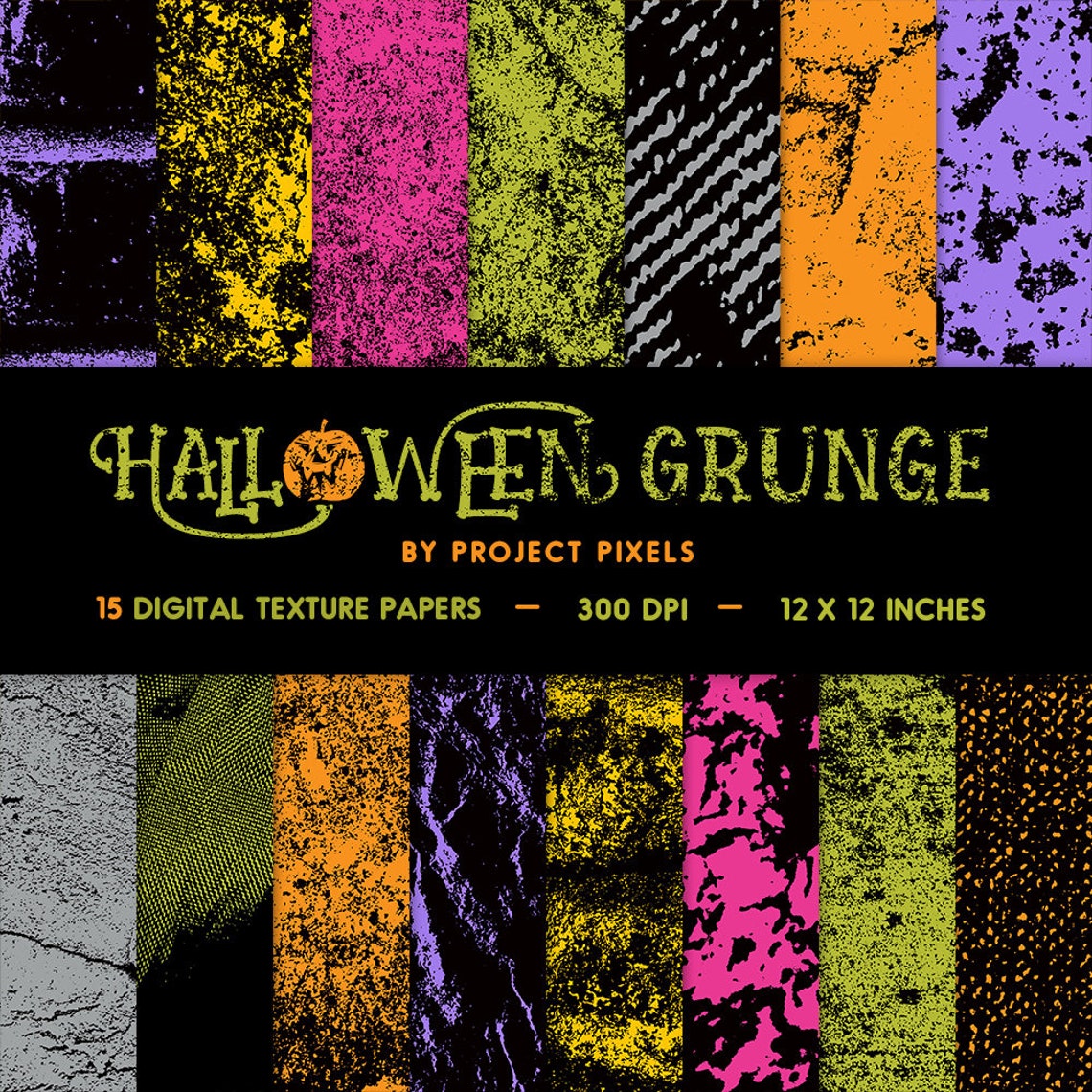 Halloween Grunge Textures, Digital Paper, Gritty Texture, Colorful ...