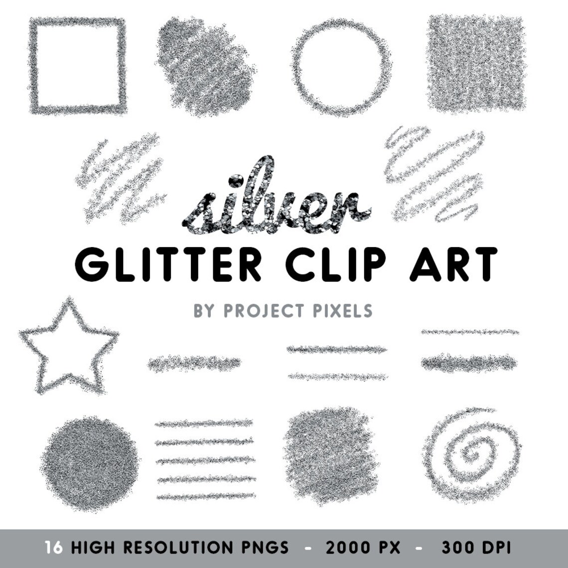 Silver Glitter Clip Art Design Elements Diamond Clip Art - Etsy