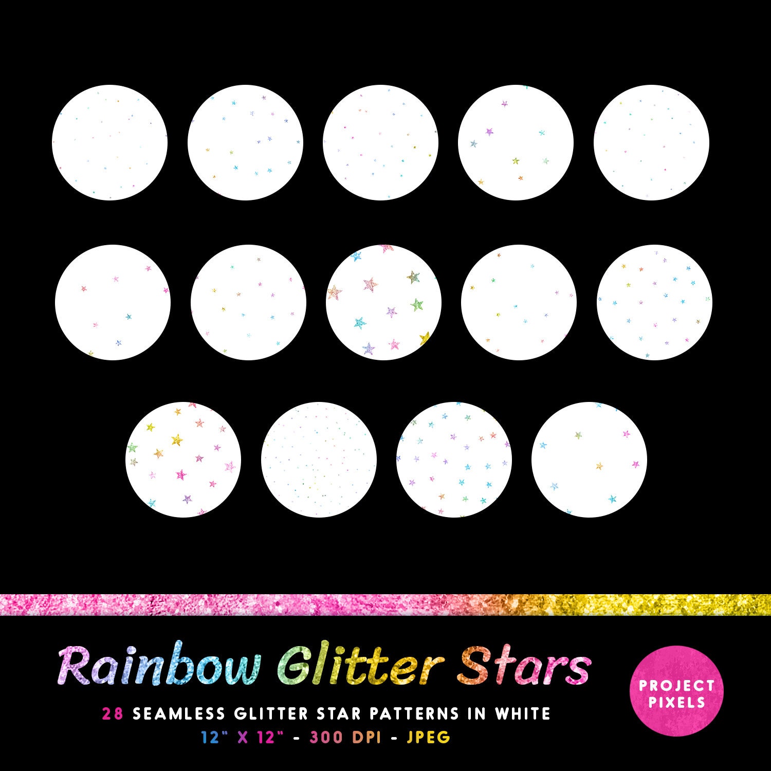 Rainbow Glitter Stars Seamless Patterns Digital Paper Pack - Etsy