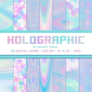 Holographic Digital Paper, Iridescent Texture, Rainbow Paper, Pastel ...