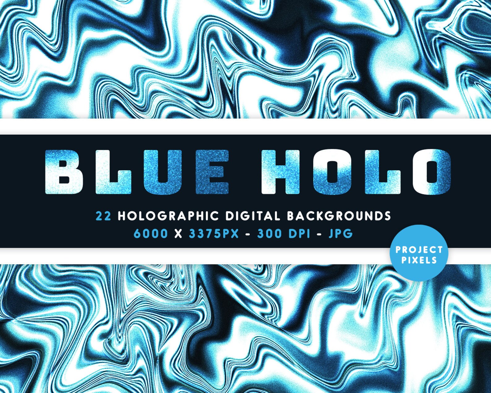 Blue Holo Digital Backgrounds, Chrome Texture, Winter Chromatic ...