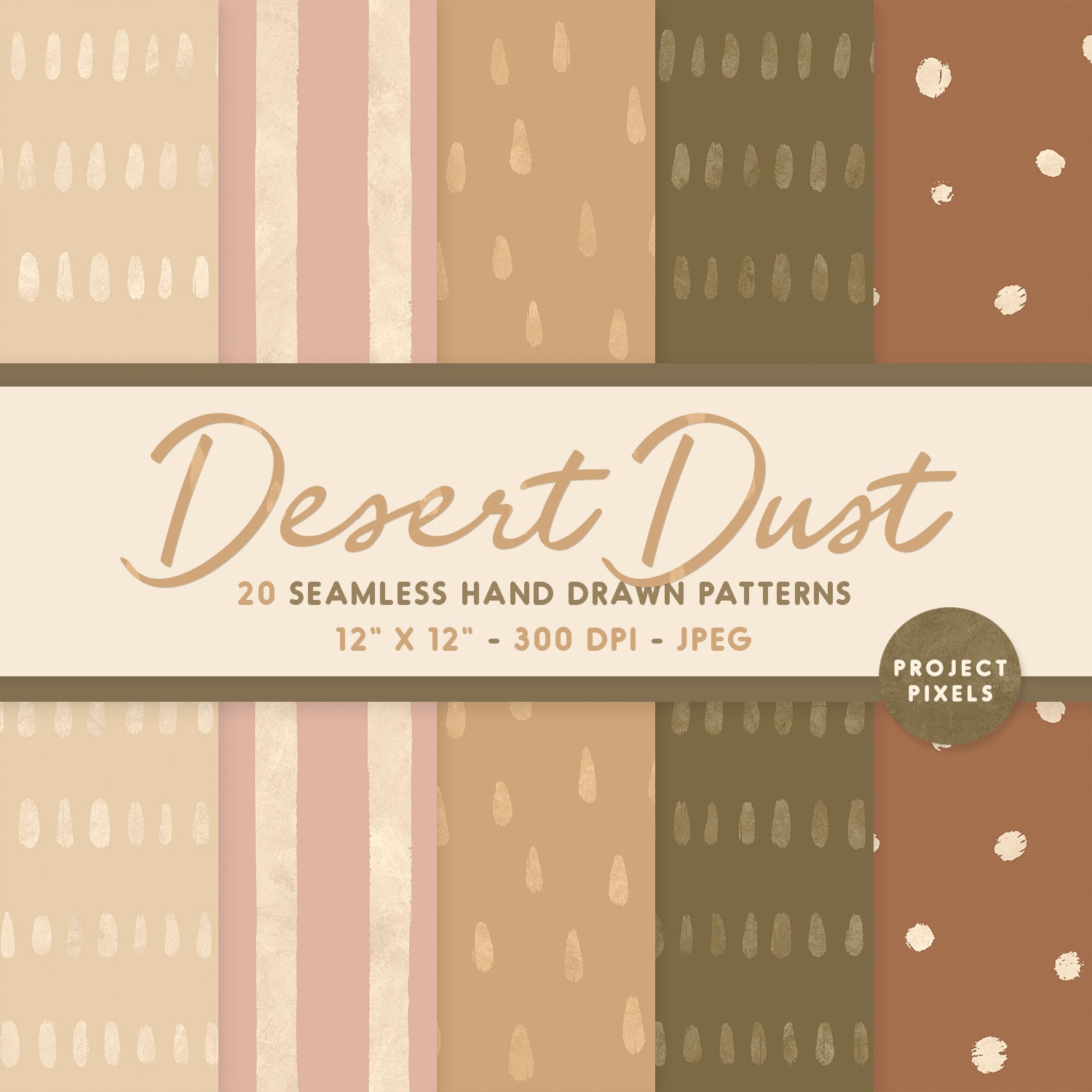 Desert Dust Hand Drawn Patterns, Minimal Seamless Patterns, Natural ...