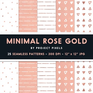 Minimal Rose Gold Seamless Patterns, Digital Paper, Minimal Patterns ...
