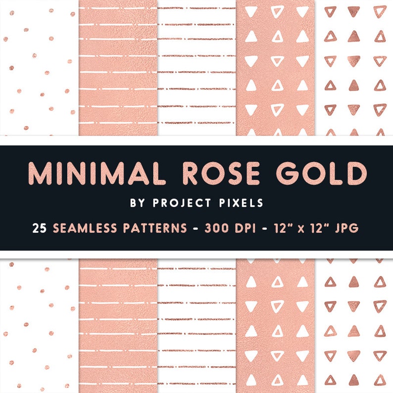 Minimal Rose Gold Seamless Patterns, Digital Paper, Minimal Patterns ...