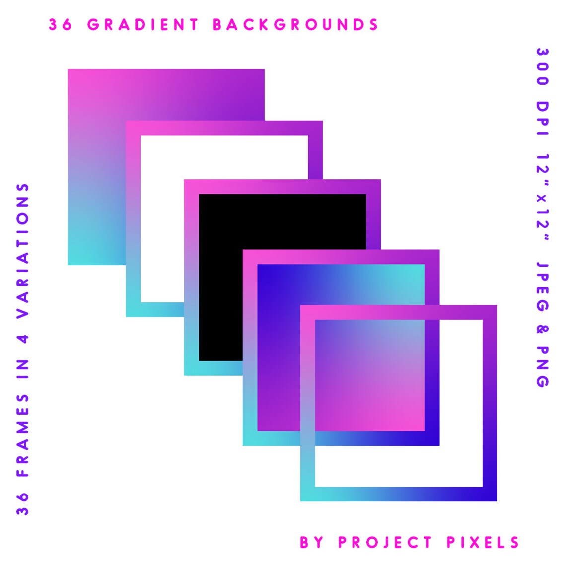 Gradient Frames & Backgrounds, Rainbow Paper, Border Clip Art, Abstract ...