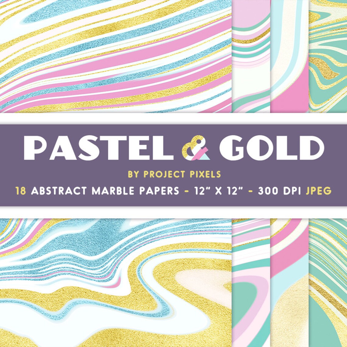 Pastel & Gold Marble Digital Paper Pastel Pink Gold Paper - Etsy