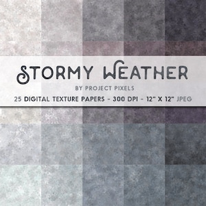 Stormy Weather, Digital Paper Pack, Soft Art Textures, Grunge Paper ...