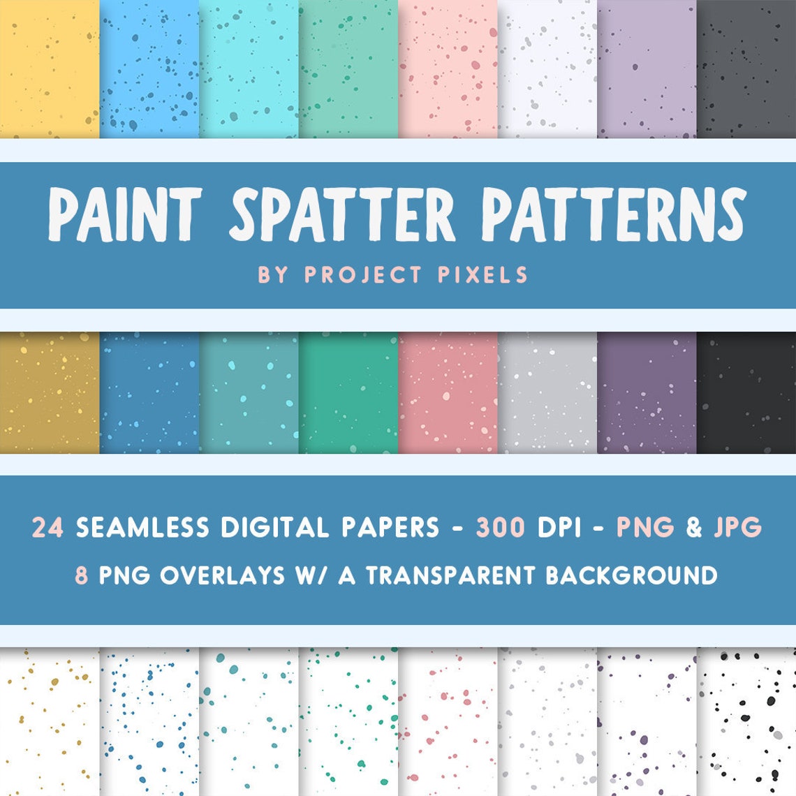 Paint Spatter Patterns, Digital Paper Pack, Seamless Patterns, Texture ...