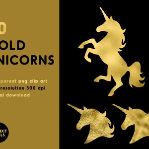 30 Gold Unicorns Unicorn Clip Art Gold ClipArt Gold Foil | Etsy