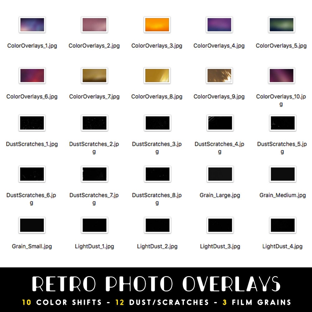 60 Retro Photo Overlays Photography Overlays Kit Light - Etsy