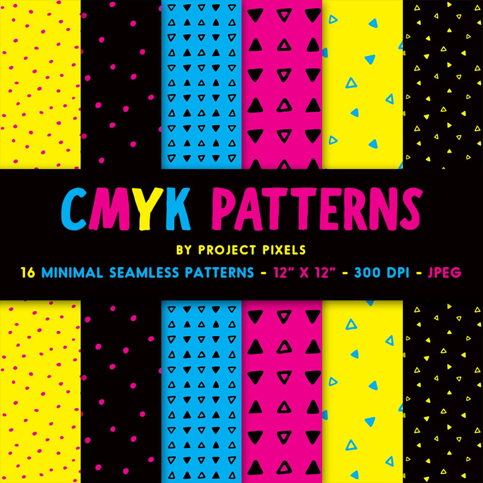 CMYK Patterns, Minimal Seamless Patterns, Cyan Magenta Yellow Black ...